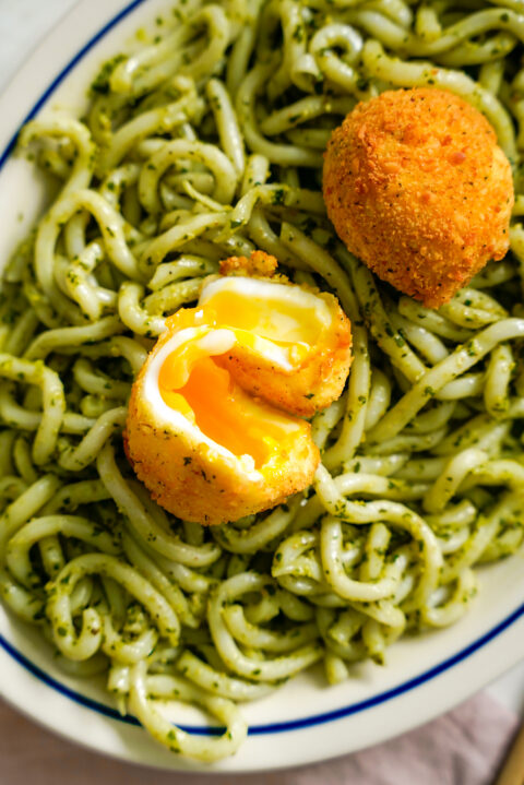 Pesto Udon with Crispy Soft-Boiled Egg | Wholesale Club